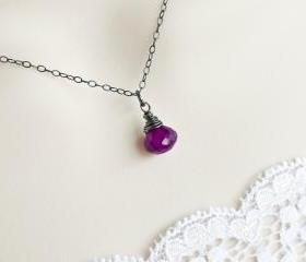 Purple Chalcedony Necklace, Oxidized Sterling Silver Purple Chalcedony ...